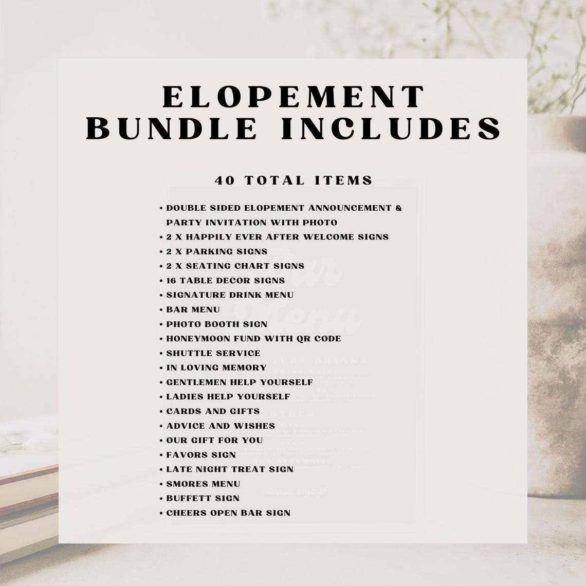 Wedding Sign Bundle, Modern Elopement , Elopement Set Bundle, Elopement ...