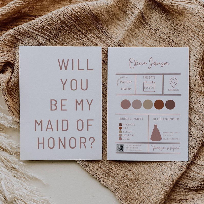 Bridesmaid Printable Card, Will You Be My Bridesmaid, Wedding Attire ...