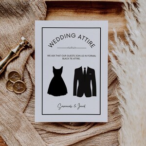 Black Tie Attire Card, All Black Attire Card, Wedding Attire Card ...