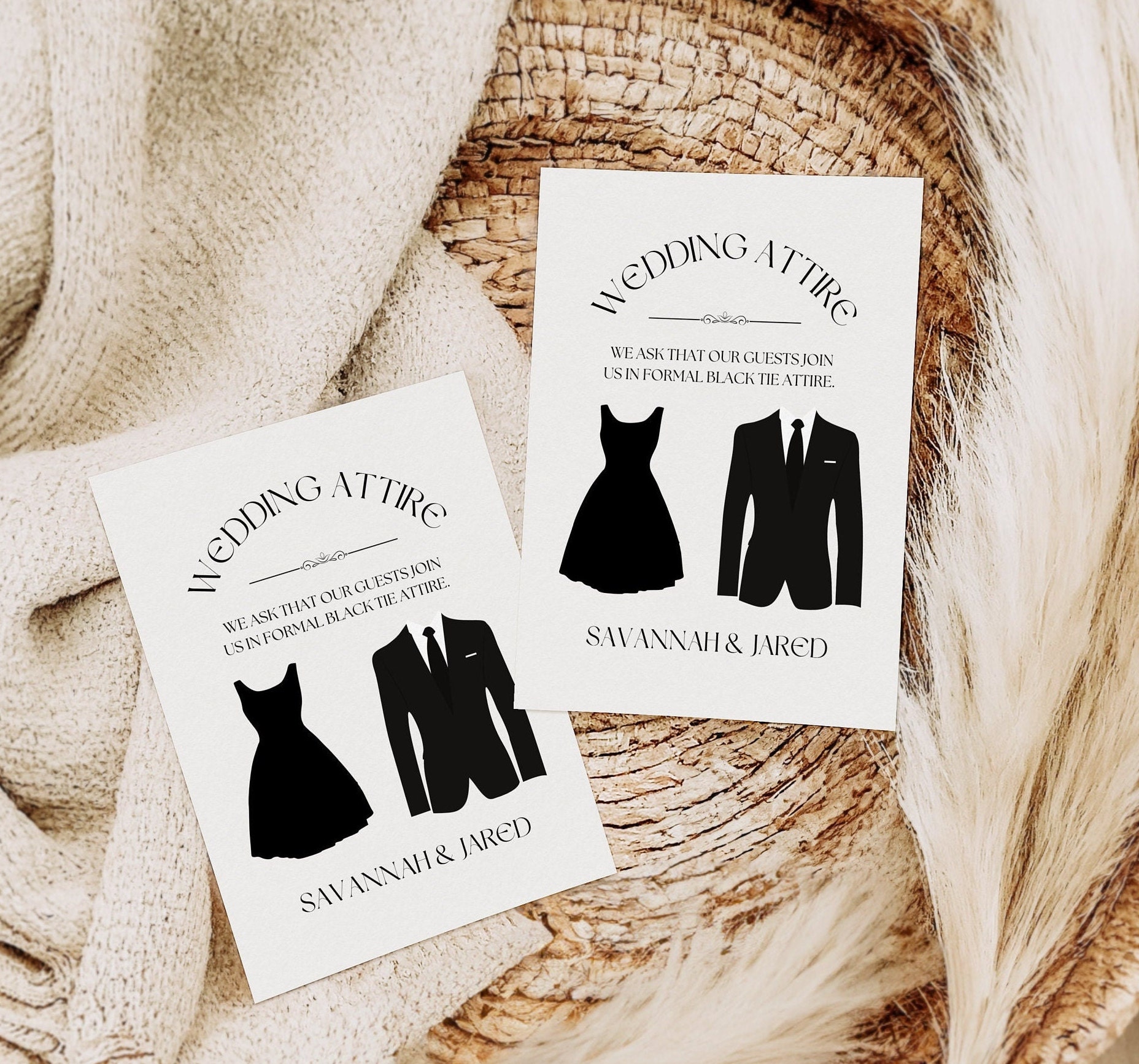 Black Tie Attire Card, All Black Attire Card, Wedding Attire Card ...