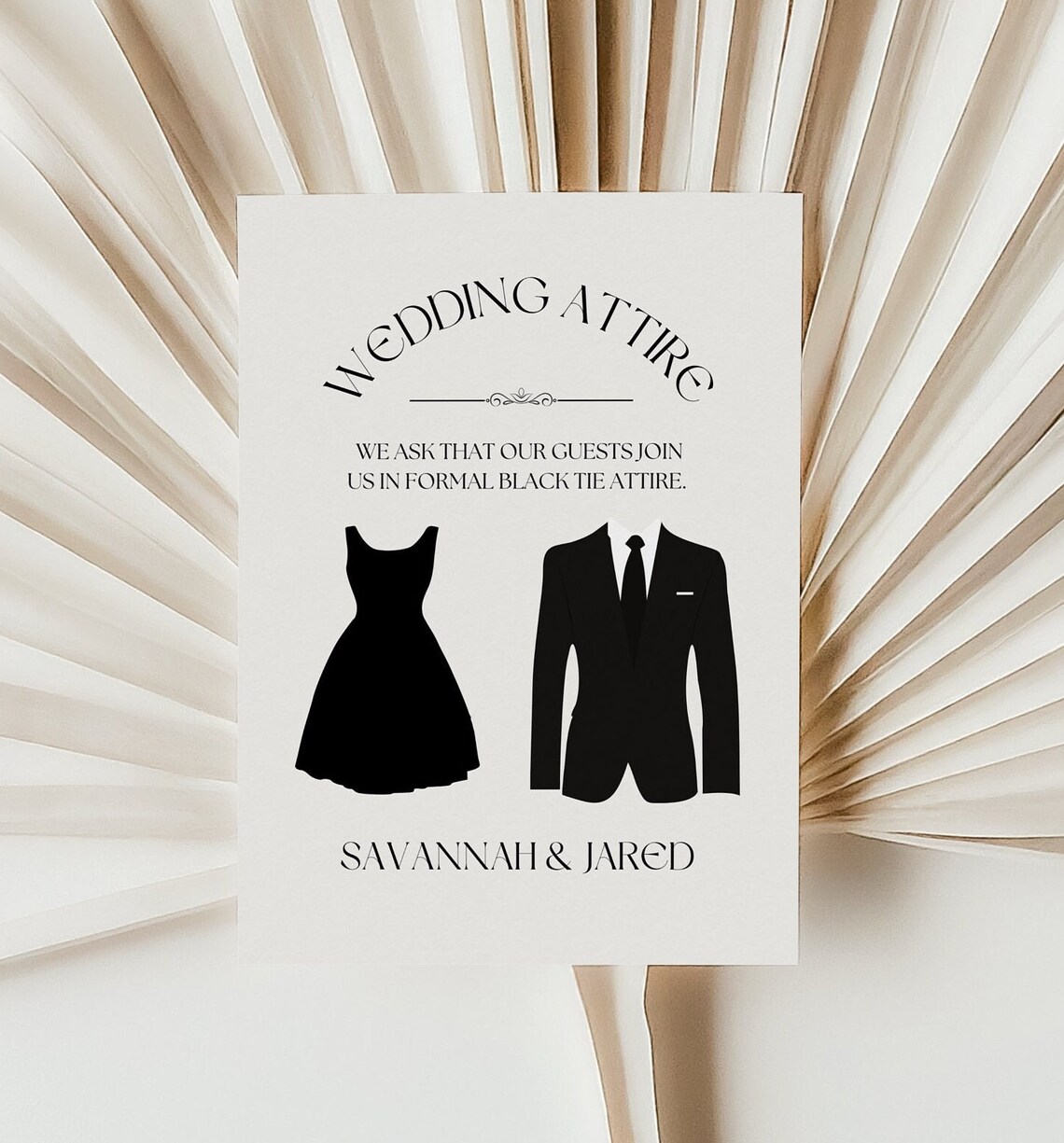 Black Tie Attire Card, All Black Attire Card, Wedding Attire Card ...