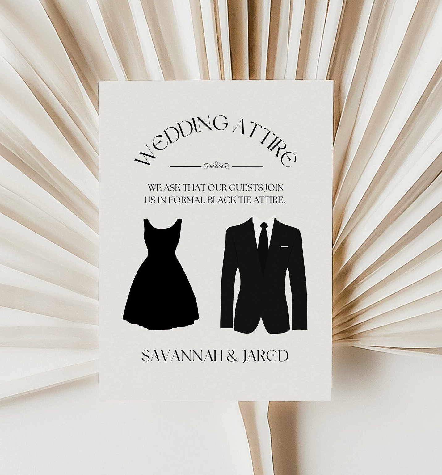 Black Tie Attire Card, All Black Attire Card, Wedding Attire Card ...