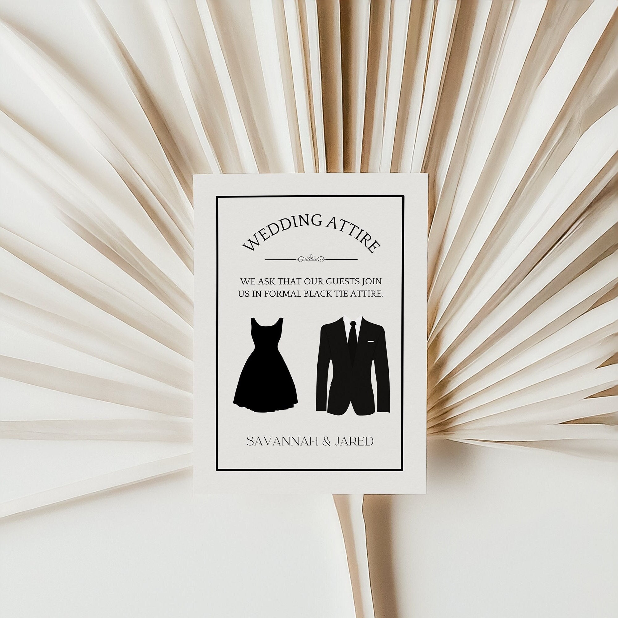 Black Tie Attire Card, All Black Attire Card, Wedding Attire Card ...