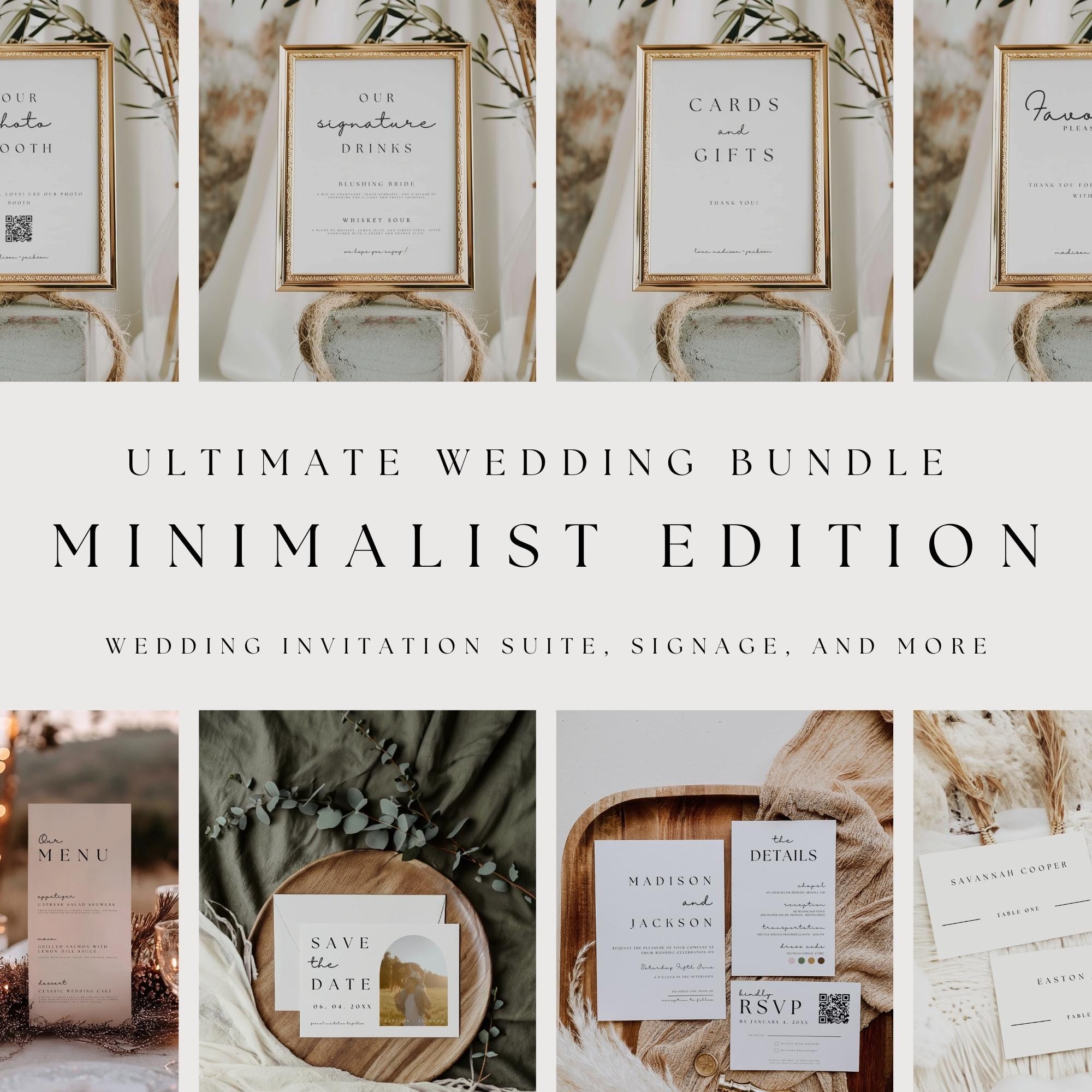 Wedding Sign Bundle, Wedding Stationary Template, Wedding Bundle ...