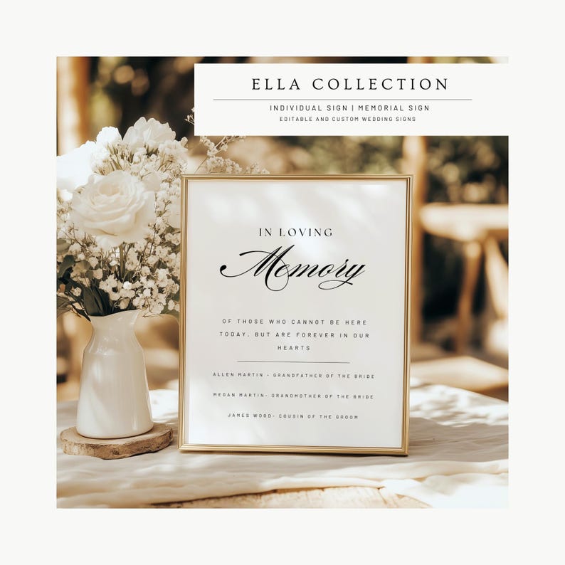 Printable Wedding Memorial Sign for Wedding Day, Wedding Sign in Table ...