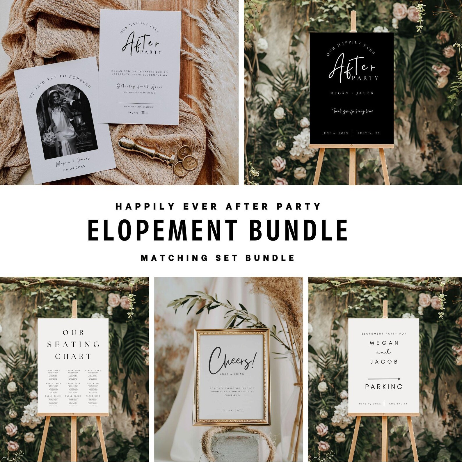 Wedding Sign Bundle, Modern Elopement , Elopement Set Bundle, Elopement ...