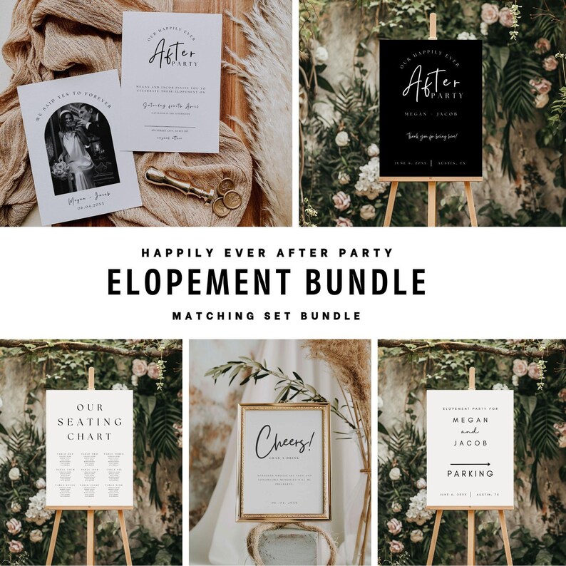 Wedding Sign Bundle, Modern Elopement , Elopement Set Bundle, Elopement ...