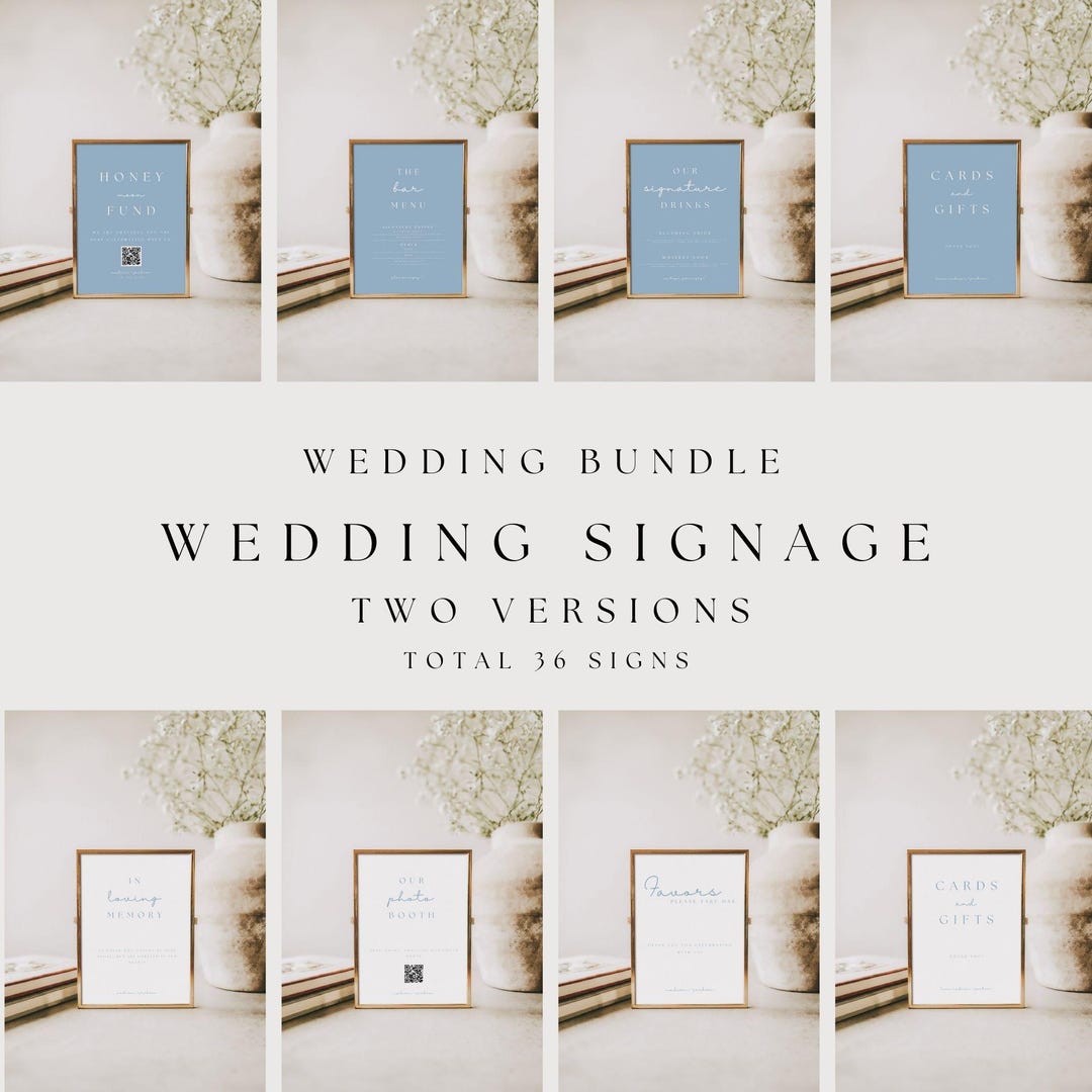 Wedding Sign Bundle, Dusty Blue Wedding Signs, Custom Wedding Signs ...