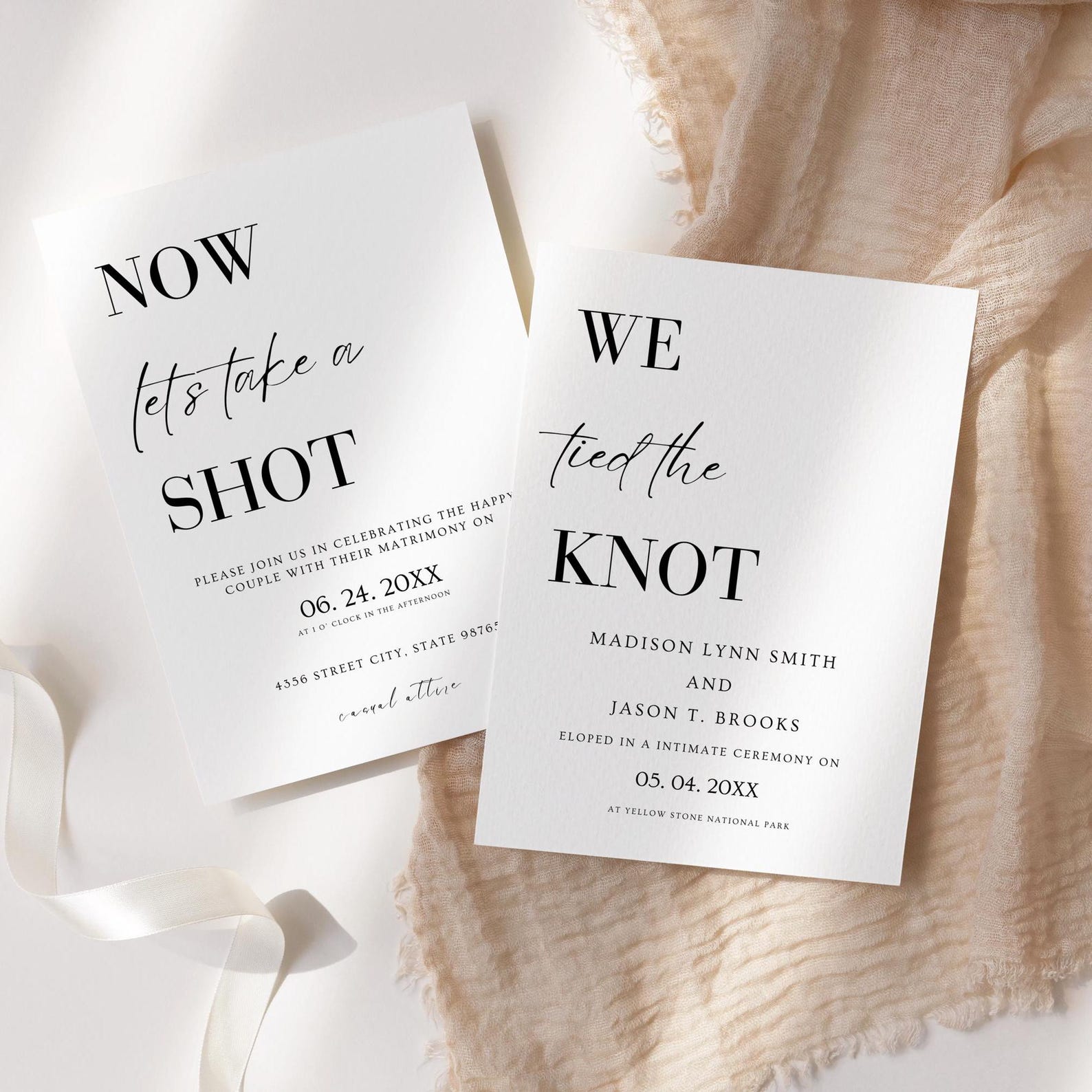 Elopement After Party Invite, Elopement Wedding Template, Elopement ...
