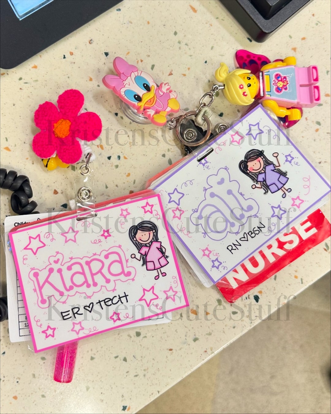 Horizontal Badge Buddy - Cute Badge Back - Personalized Name Tag - Healthcare Accessories ...