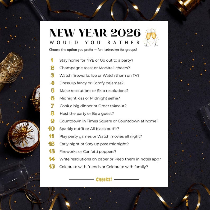 New Year's Would You Rather Game | New Year's Eve Party Game ...