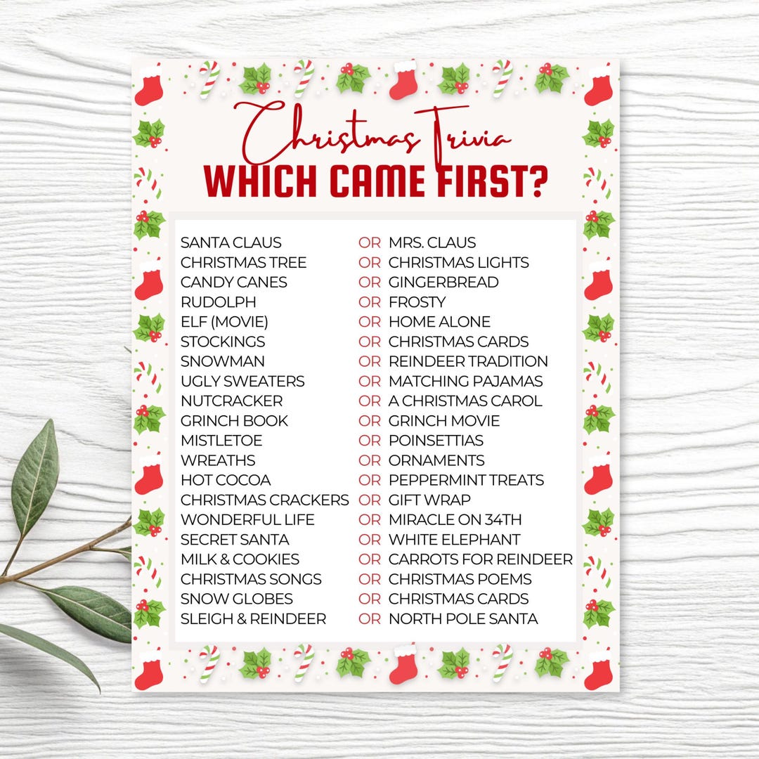 Christmas Trivia Game Printable | Holiday Party Game for Kids & Adults ...