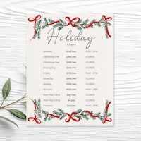 Editable Holiday Hours Template in Canva: Festive Flexibility for Your ...