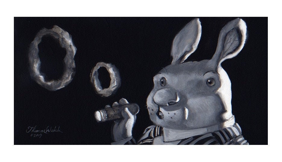 Rabbit Smoking a Cigar fine Art Print Free Shipping in USA - Etsy UK