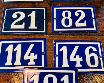 French Vintage Blue and White Enamel House Number Sign, Enamel Home ...
