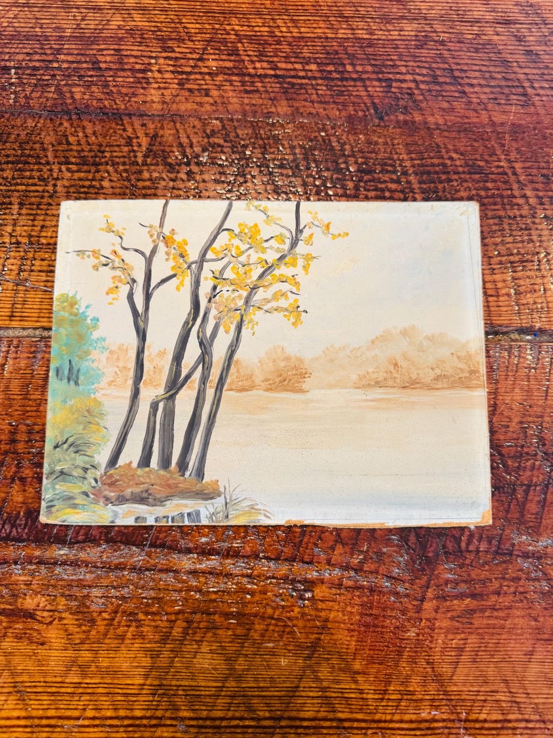 Vintage French Hand-painted Landscape on Board - Etsy
