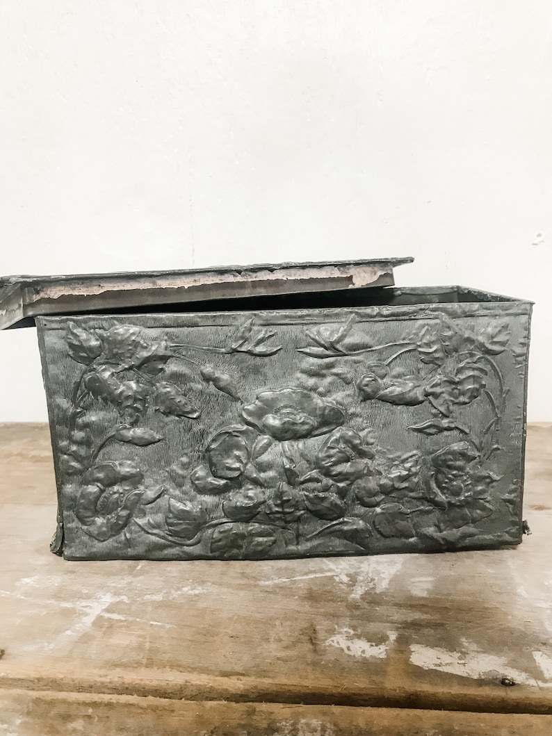 French Embossed Tin Box - Etsy
