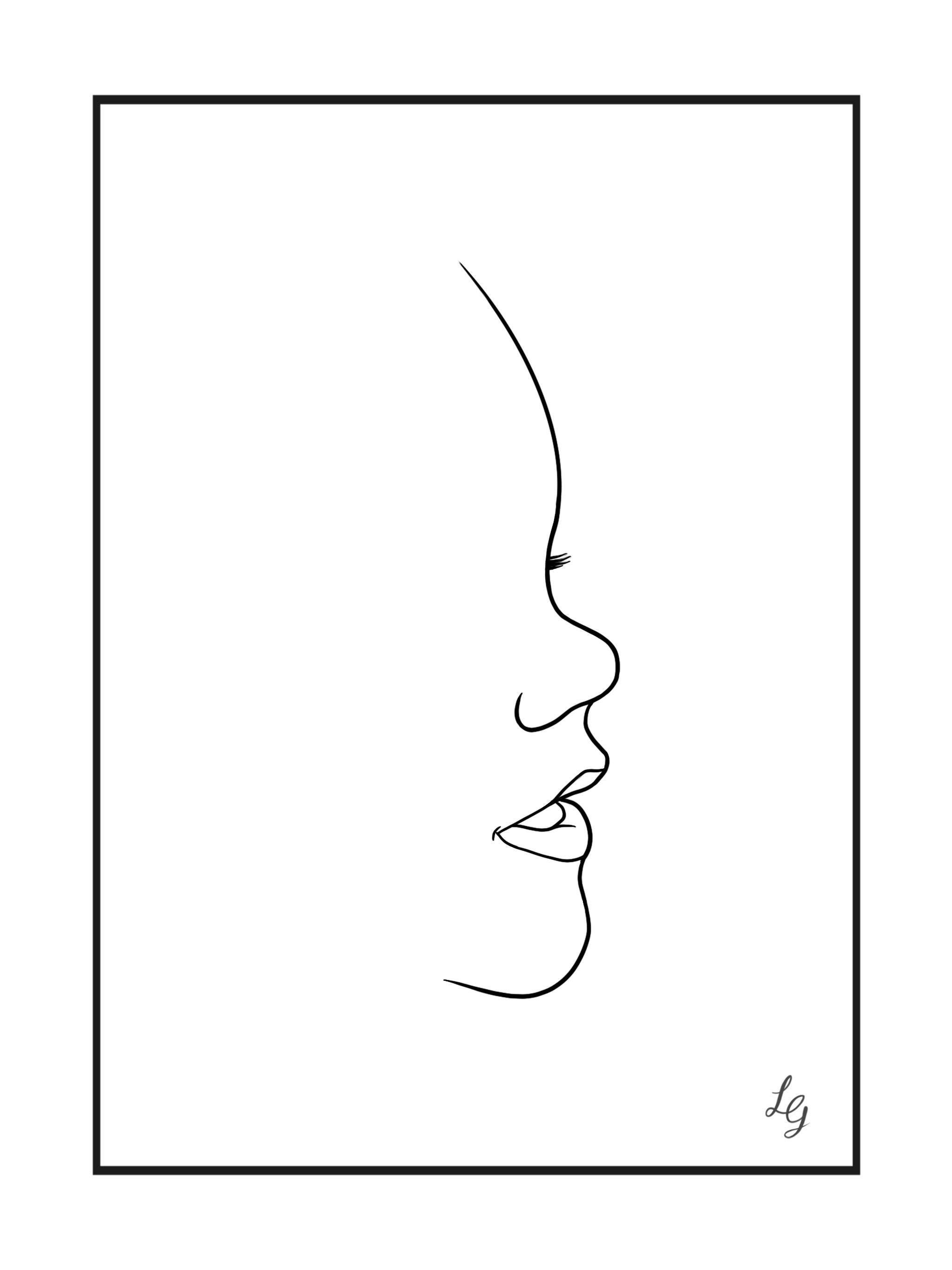 Custom Fine Line Baby Profile Drawing | Personalized Baby Portrait ...