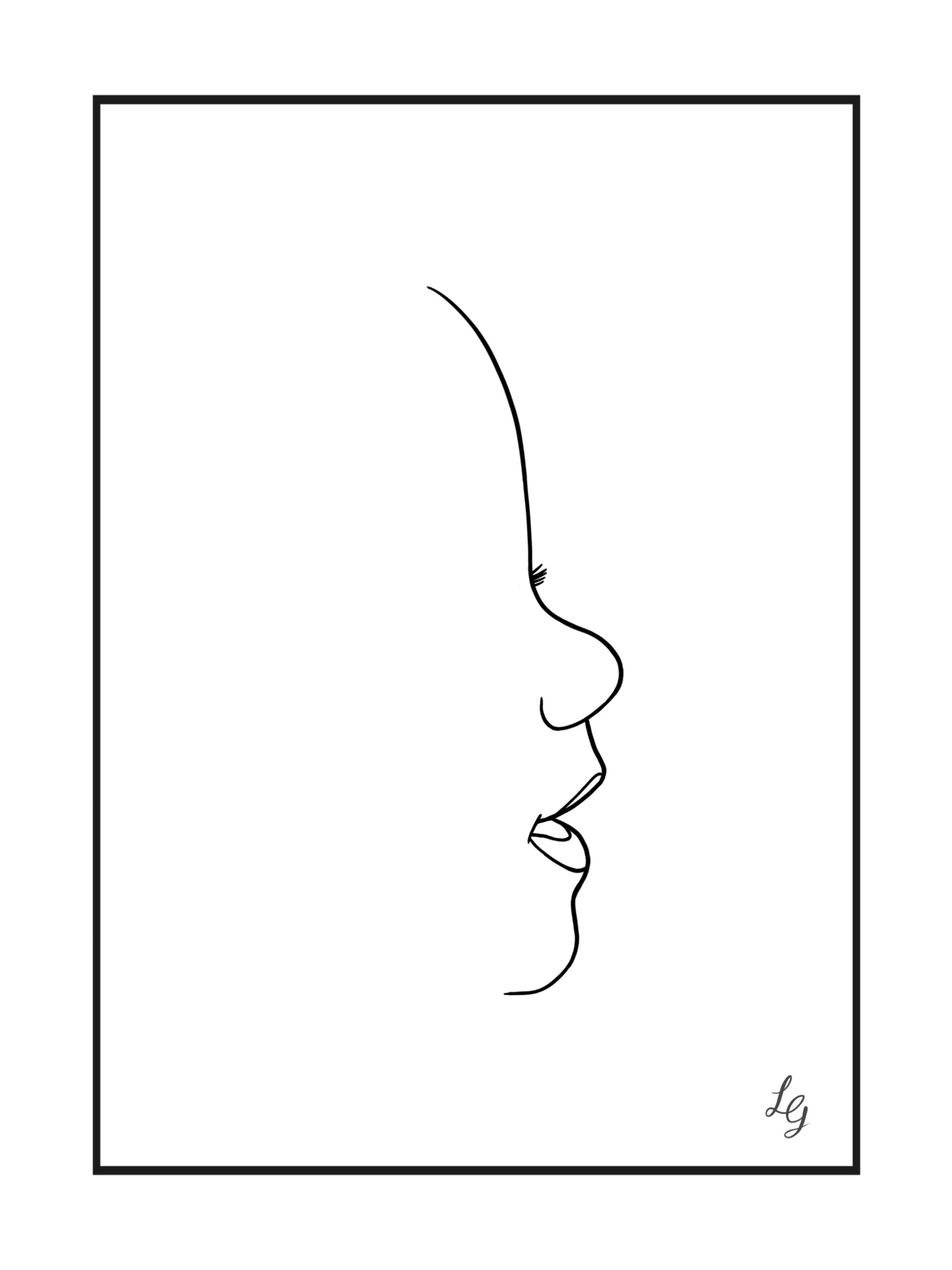 Custom Fine Line Baby Profile Drawing | Personalized Baby Portrait ...