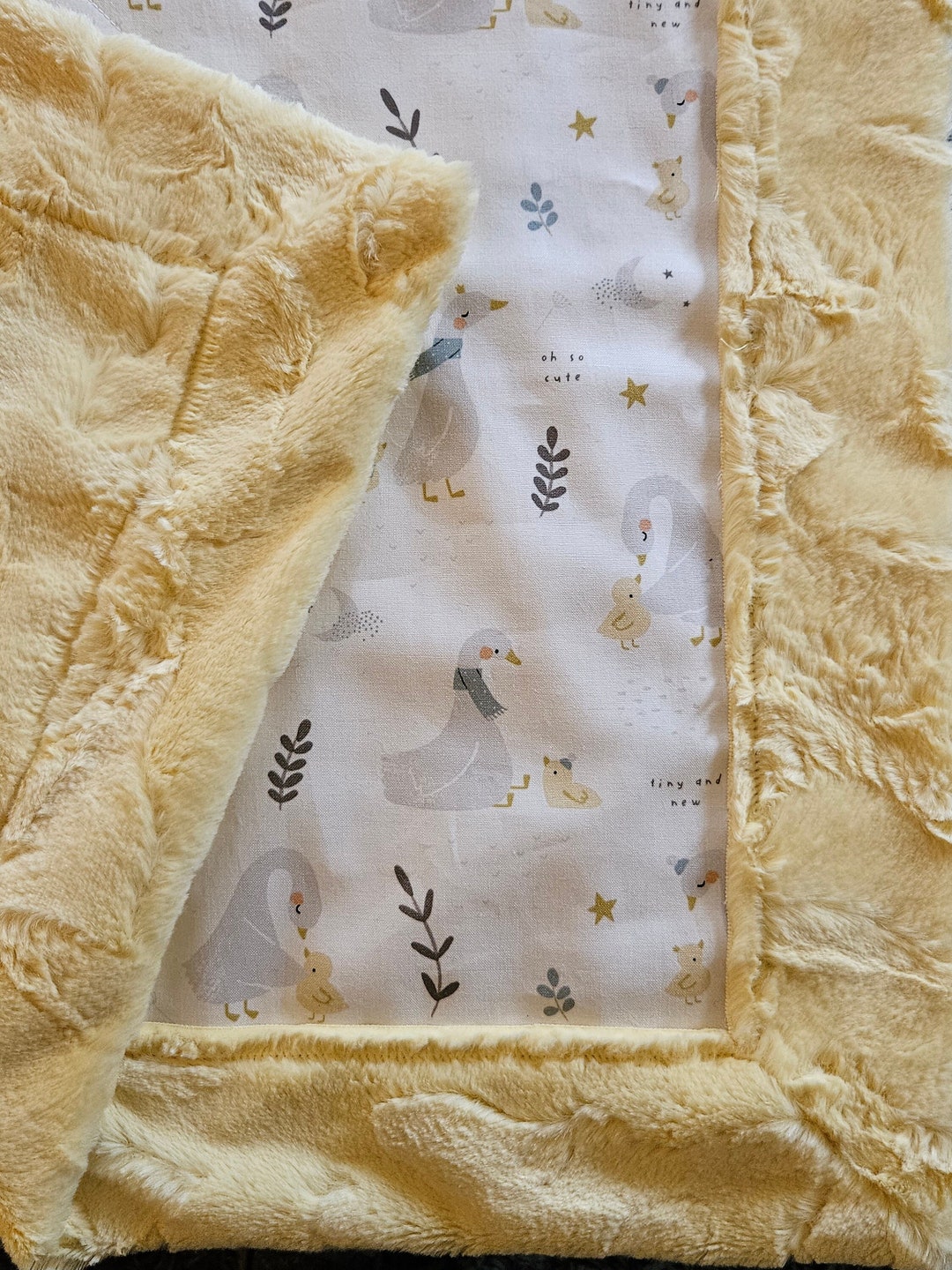Adorable Ducklings Lovey Minky BABY Blanket Soft Butter Yellow 24 ...