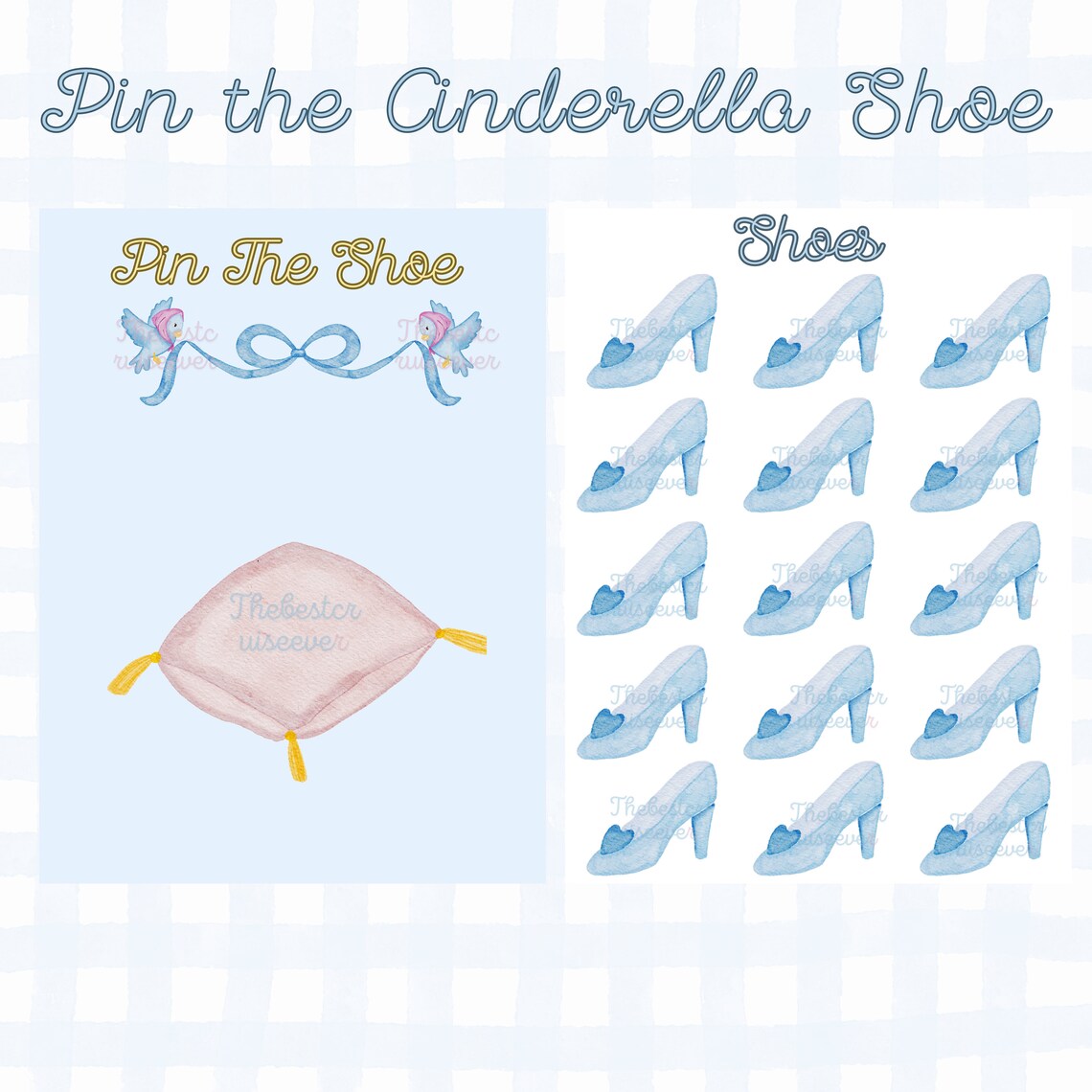 Cinderell Party Games Glass Slipper Pin the Cinderell Shoe,blue ...