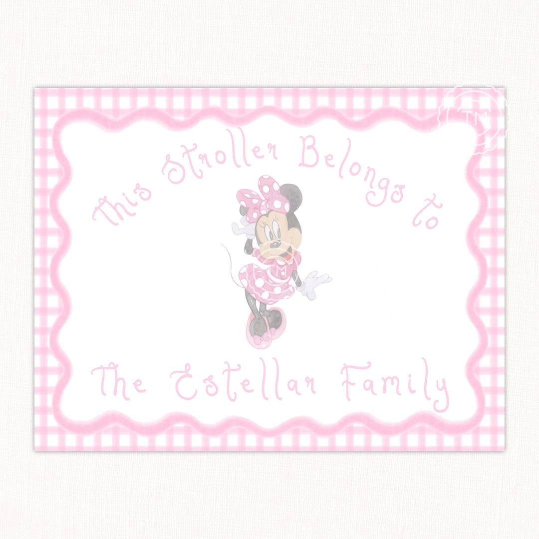 Printable Mouse Stroller Gingham Sign Stroller Ears Sign Parks Stroller ...