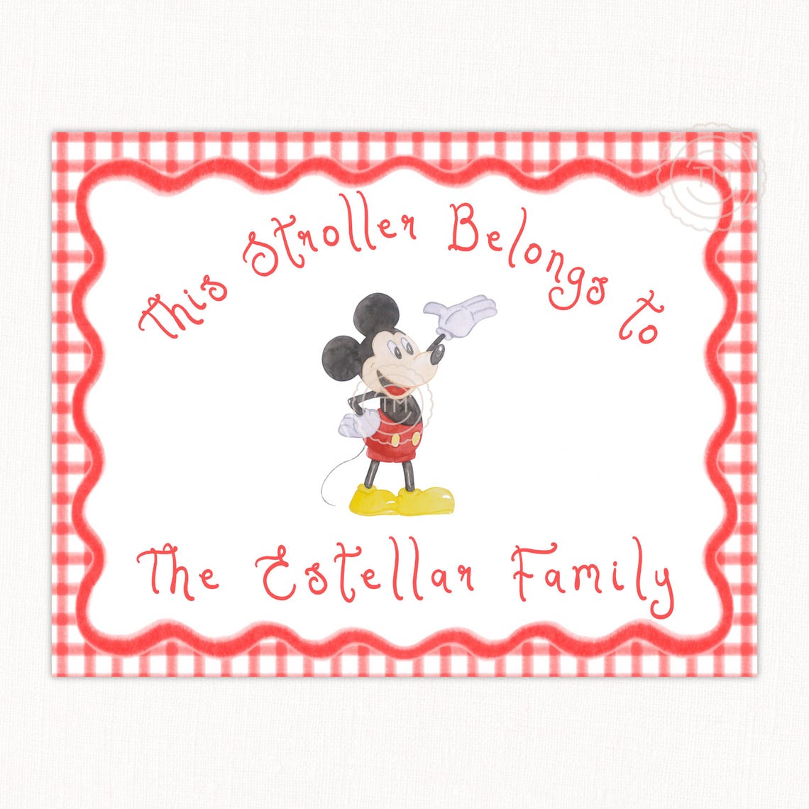 Printable Mouse Stroller Gingham Sign Stroller Ears Sign Parks Stroller ...
