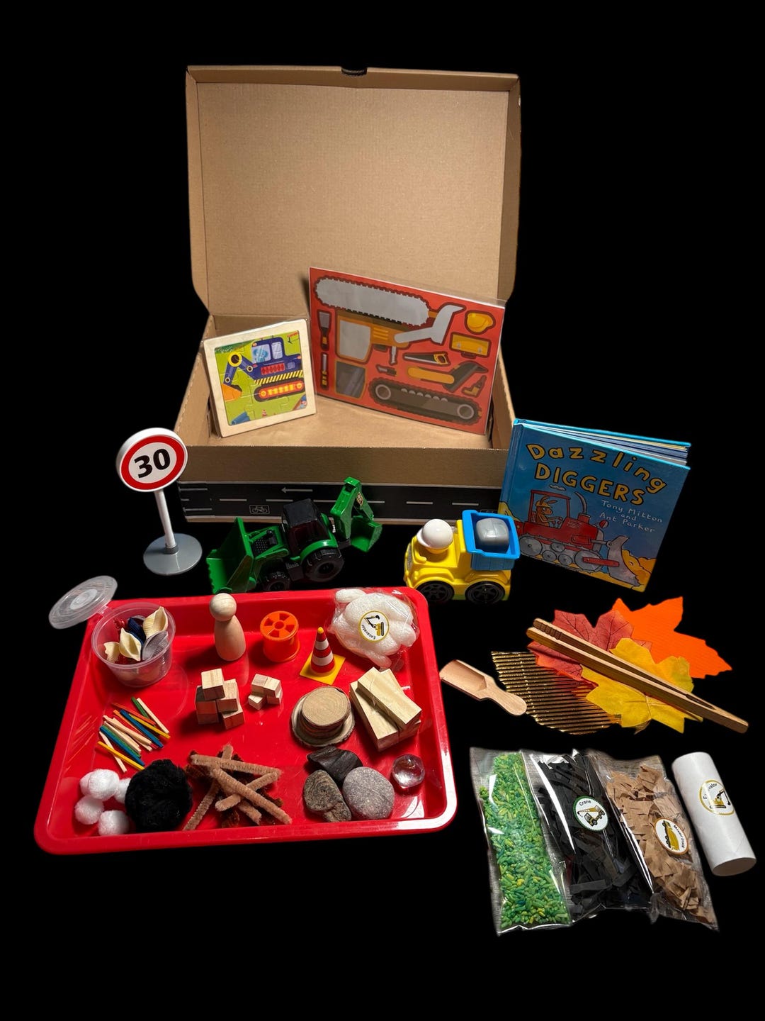 Construction Themed Sensory Play Set- Digger-truck-book-stickers. - Etsy