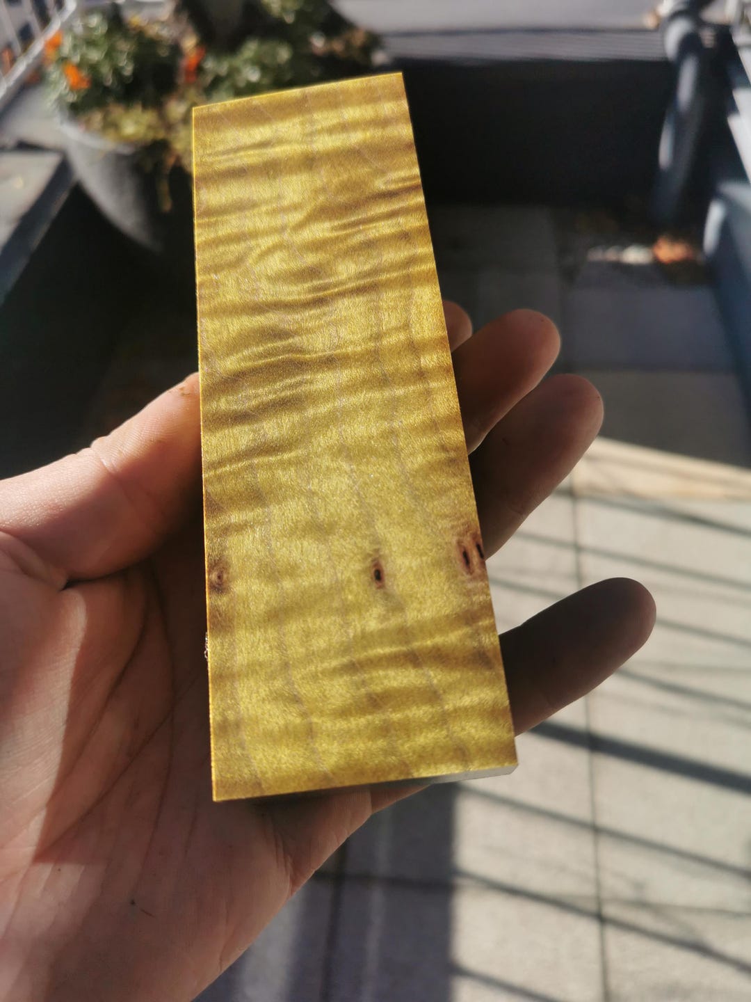 Stabilized Goldrush Yellow Quilted Maple Block for Use in Knifemaking ...