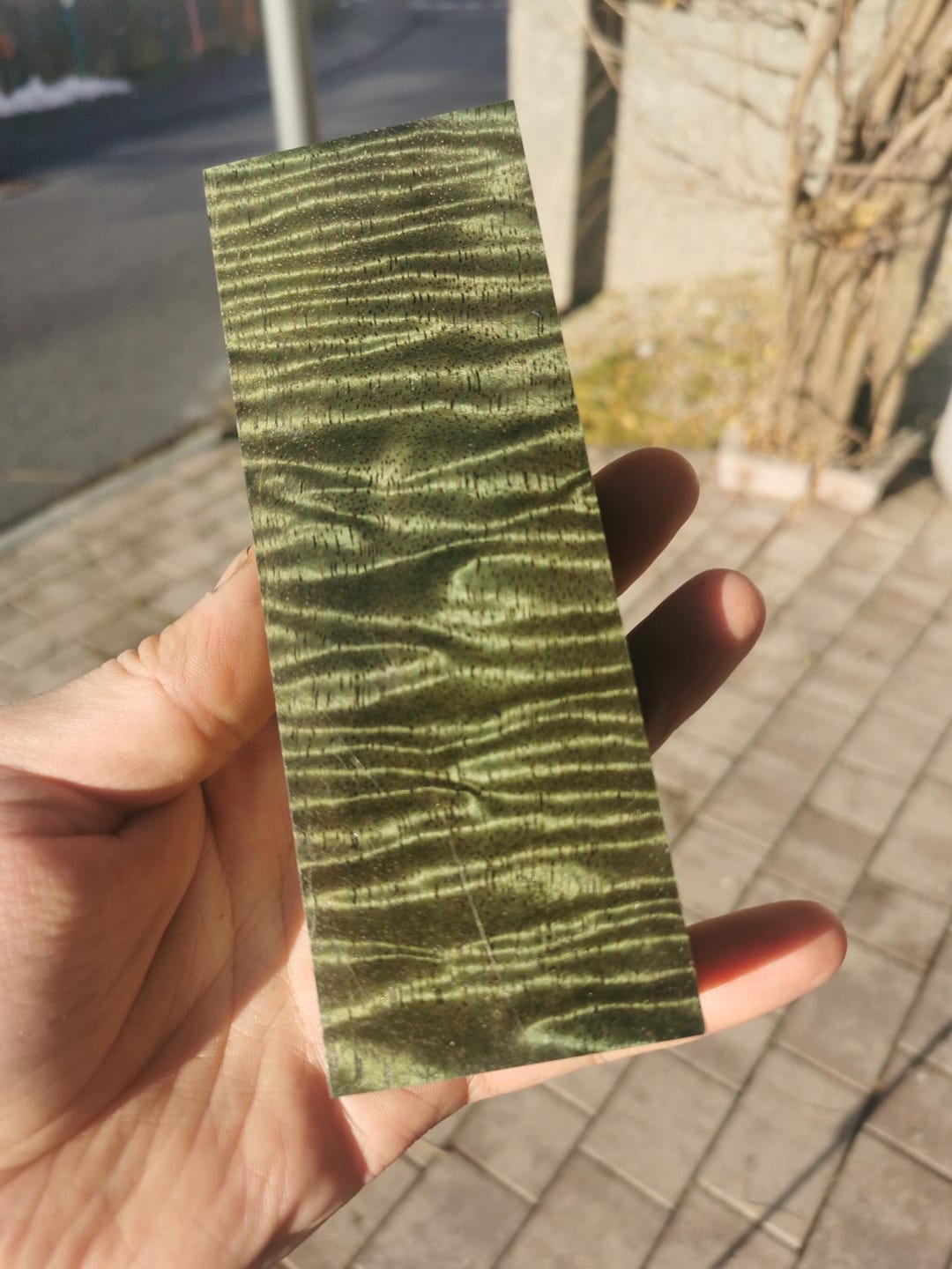 Stabilized Emerald Curly Mango Block for Use in Knifemaking, Ringmaking ...