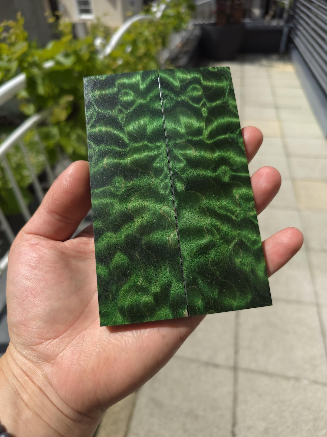 Stabilized Emerald Green Quilted Maple Scales for Use in Knifemaking ...