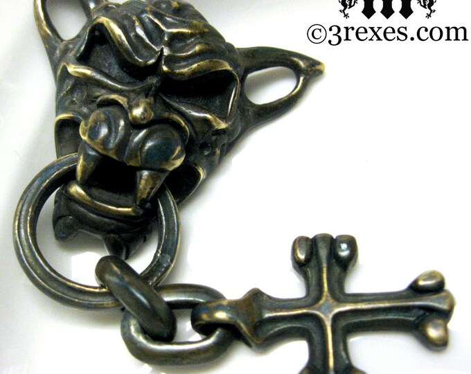 Gargoyle Cross Pendant Gothic Medieval Sterling Silver Charm - Etsy