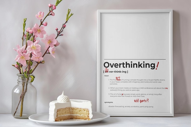Overthinking Definition Print Funny Printable Wall Art Minimalist Home ...