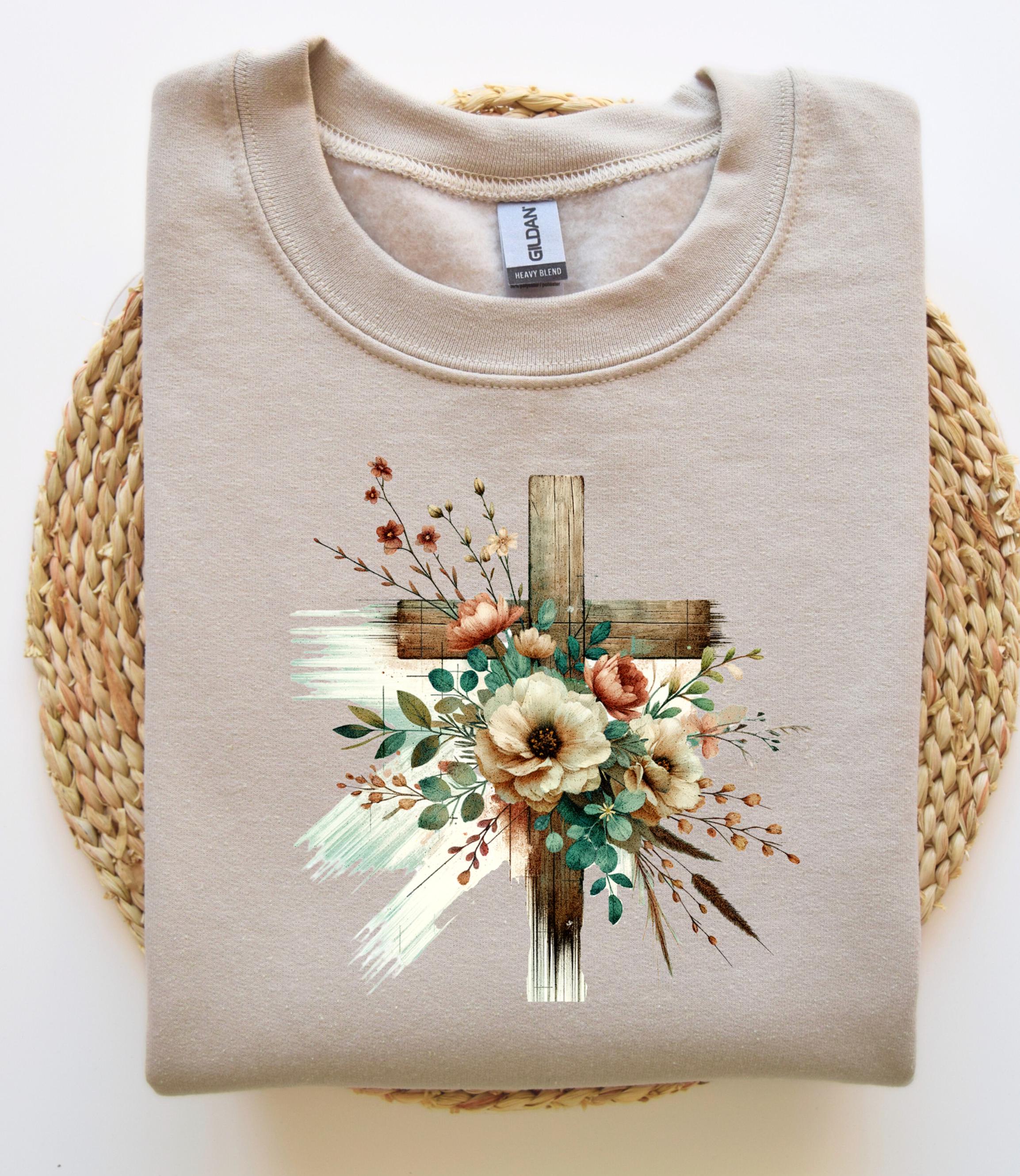Floral Cross Clipart Png Download | Cross With Flowers Art for Shirts ...