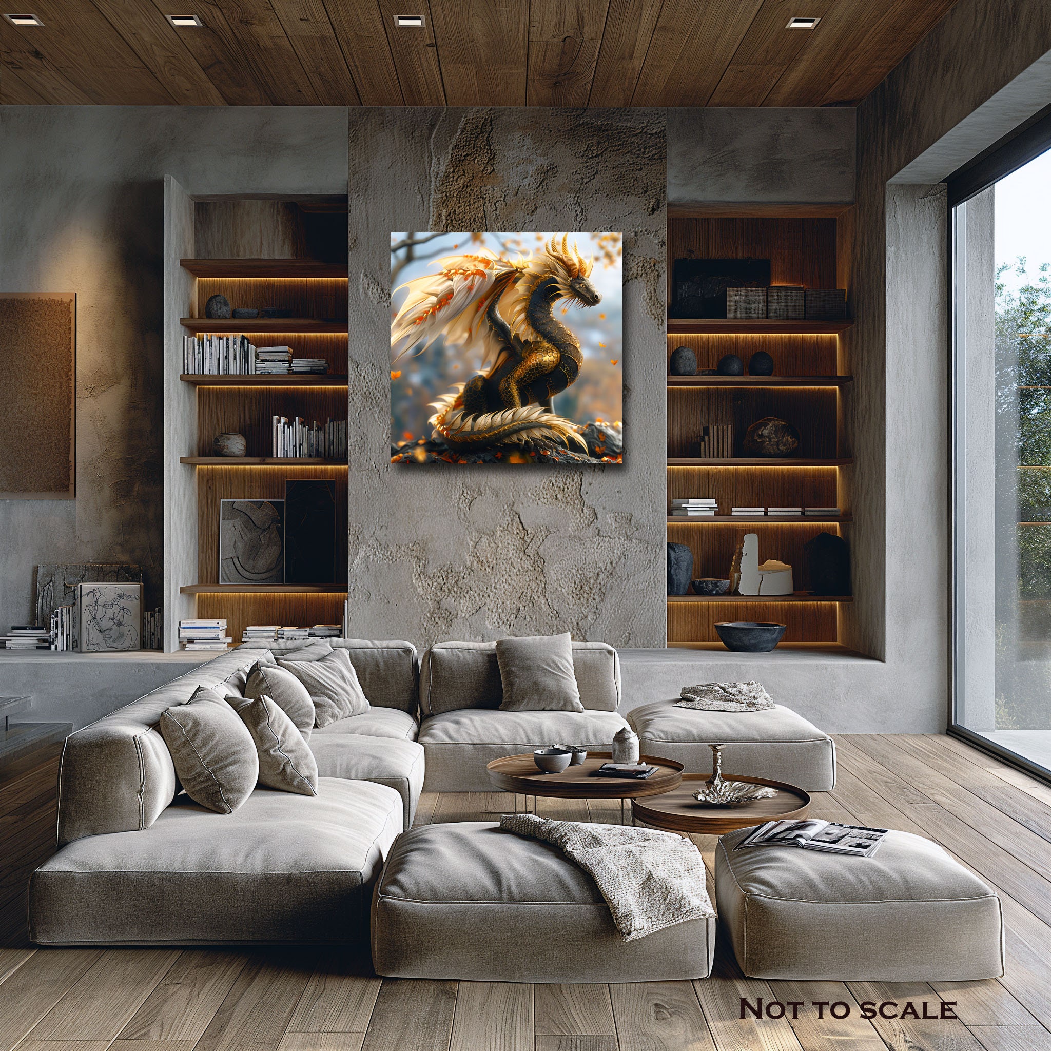 Elegant Black Dragon Canvas | Majestic Dragon With White Feathery Wings ...