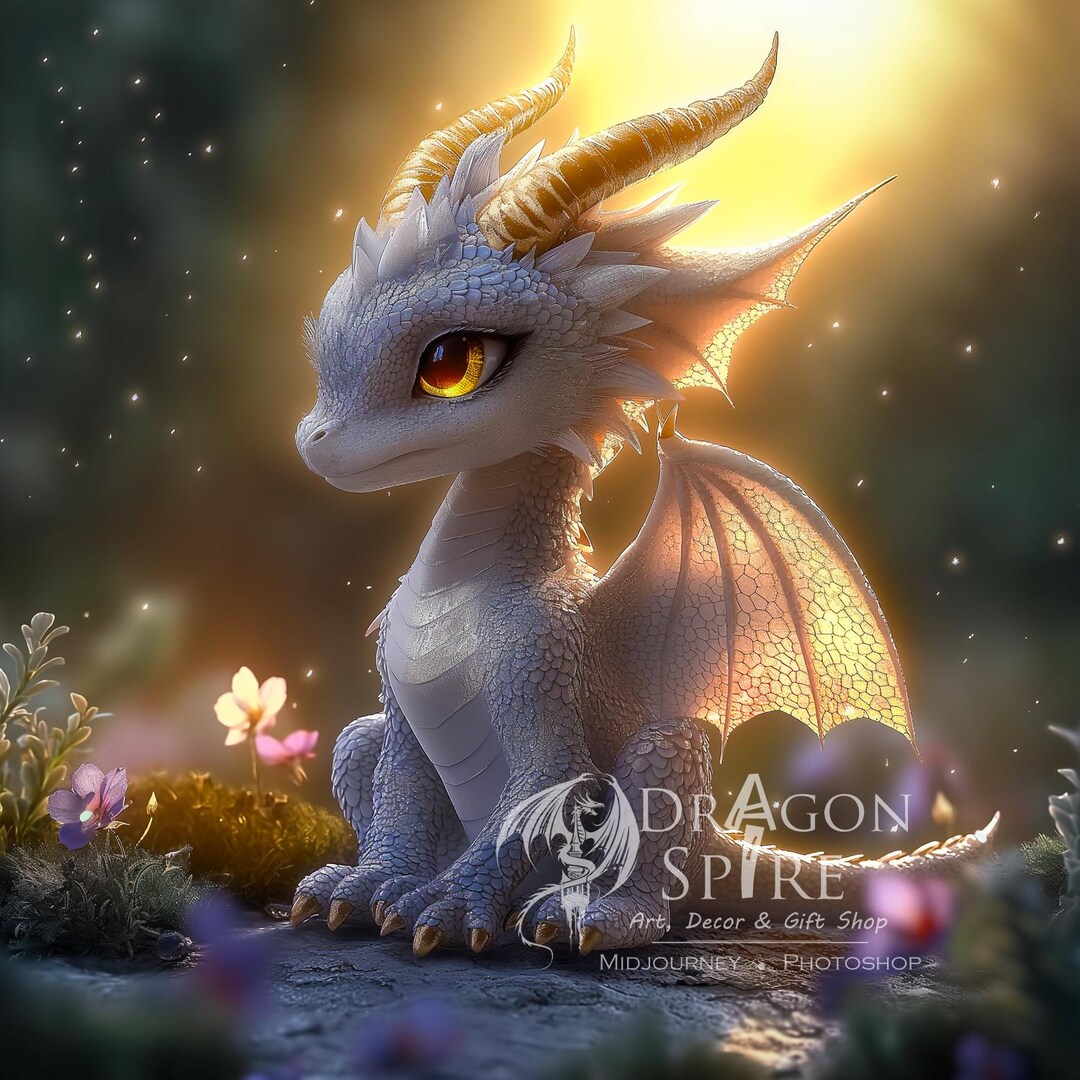Sweet Baby Silver Dragon Wall Art – A Touch of Magic and Wonder - Etsy