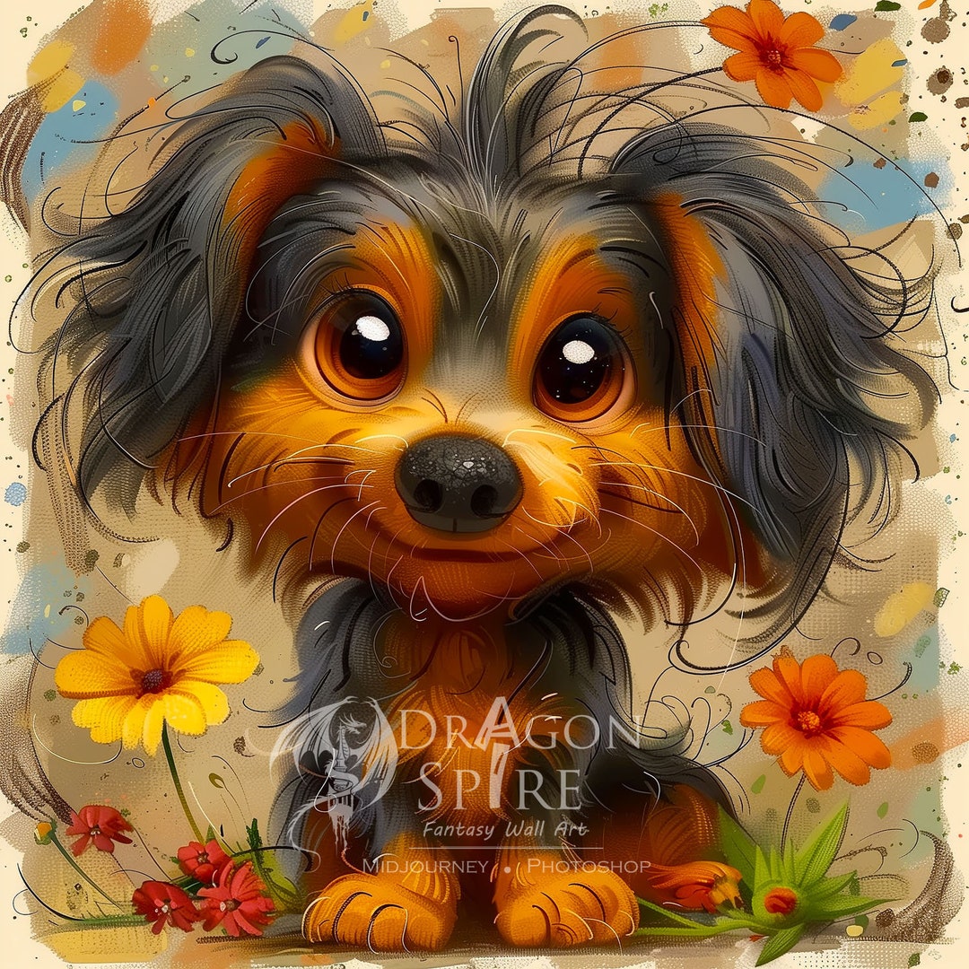 Scruffy Fluffy Doggo peanut Canvas Wall Art Adorable Static-floofed ...
