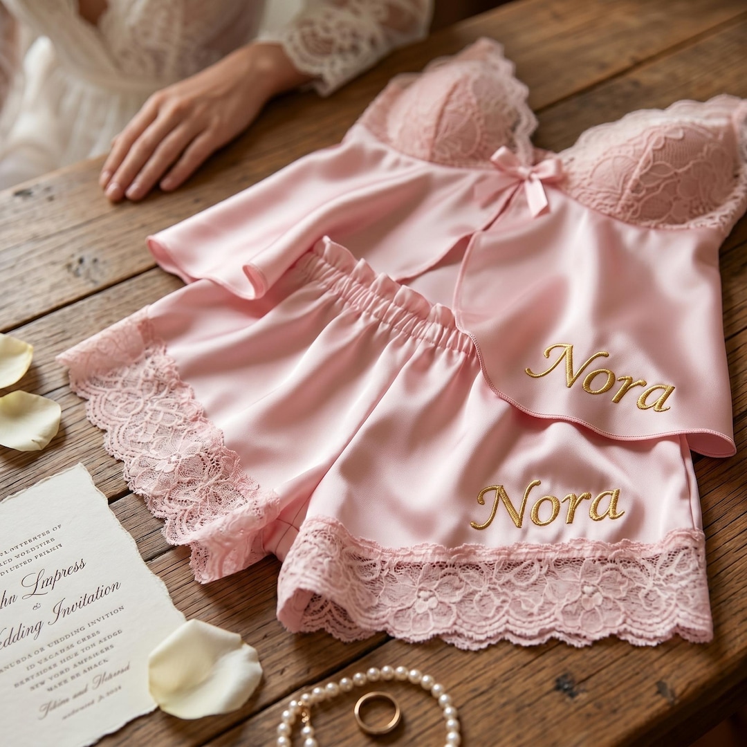 Women's Satin Lingerie Custom Embroidery,bridal Lace Custom Lingerie ...