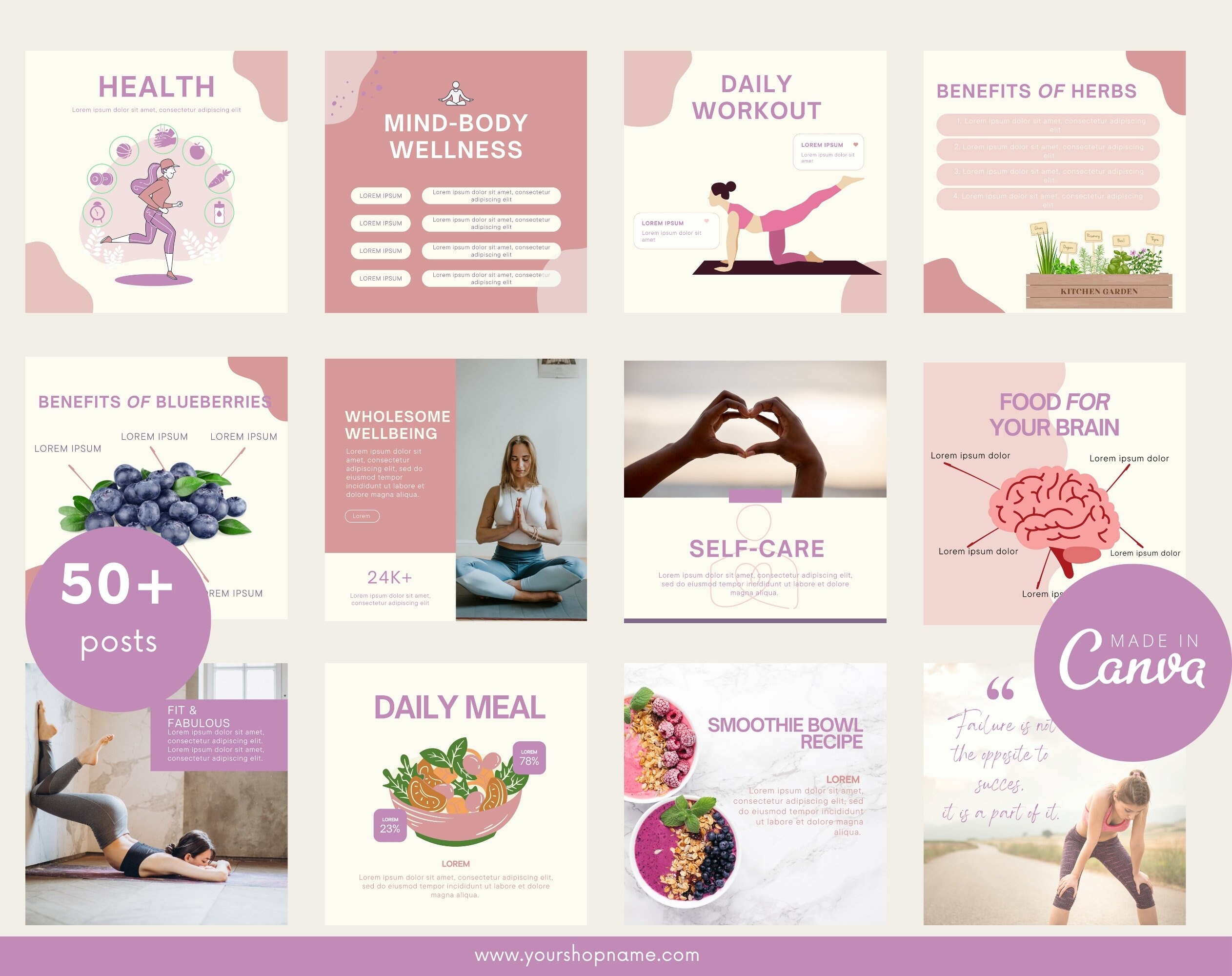 Instagram Templates for Health Coaches, Templates for Wellness and ...