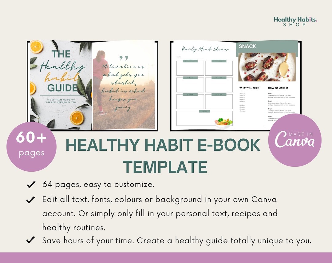 E-book Template Canva for Health Coaches | Workbook Template | Healthy ...