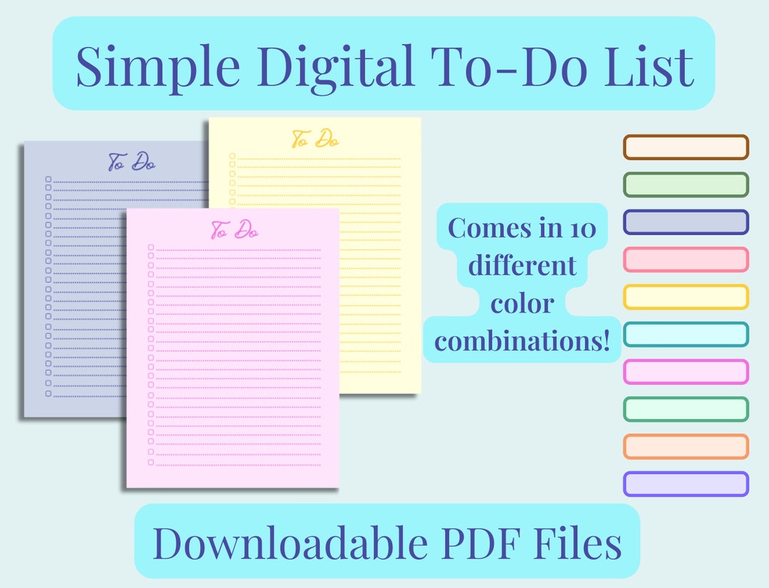 Simple Pastel To-do List in 10 Different Colors, Bullet Point Pages ...