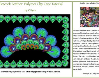 Polymer Clay Cane Tutorial Easy Peacock Feather PDF - Etsy