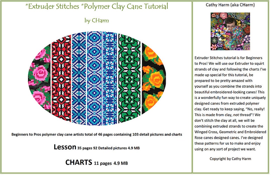 Extruder Stitches Polymer Clay Tutorial by Charm 2 Files - Etsy