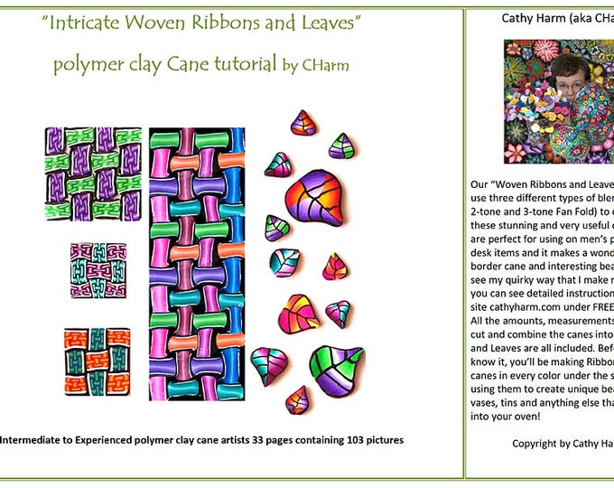 Intricate Woven Ribbons and Leaves Polymer Clay Cane Tutorial by Charm ...