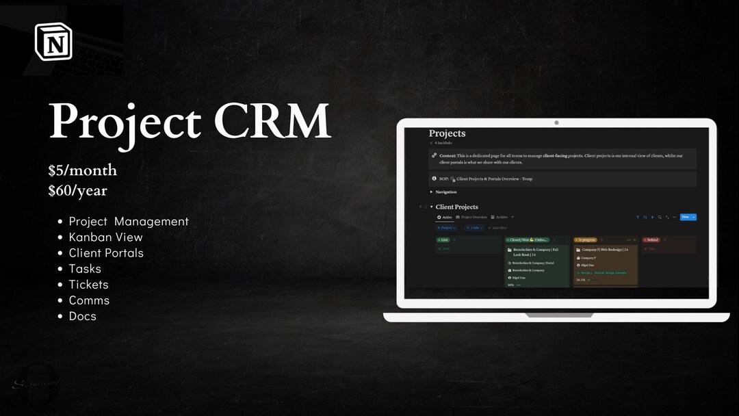 Notion: Project Tracker | Client Tracking | Task Management | Ticketing ...