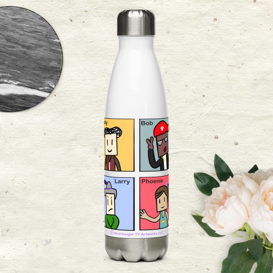 White Blocky Team Stainless Steel Water Bottle - Etsy