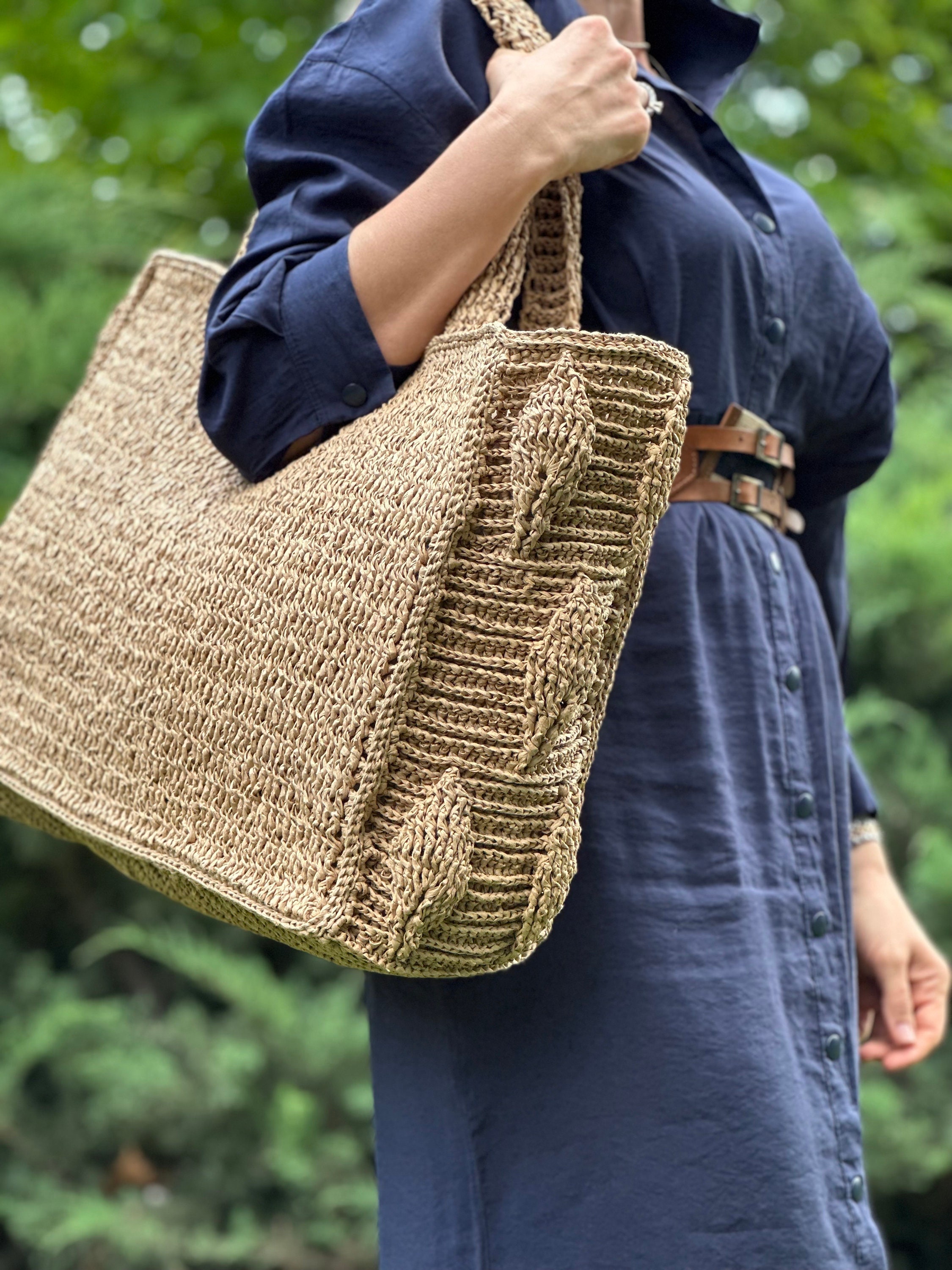 Handmade Bag, Crochet Raffia Bag, Summer Shoulder Bag, Hand Made Tote ...