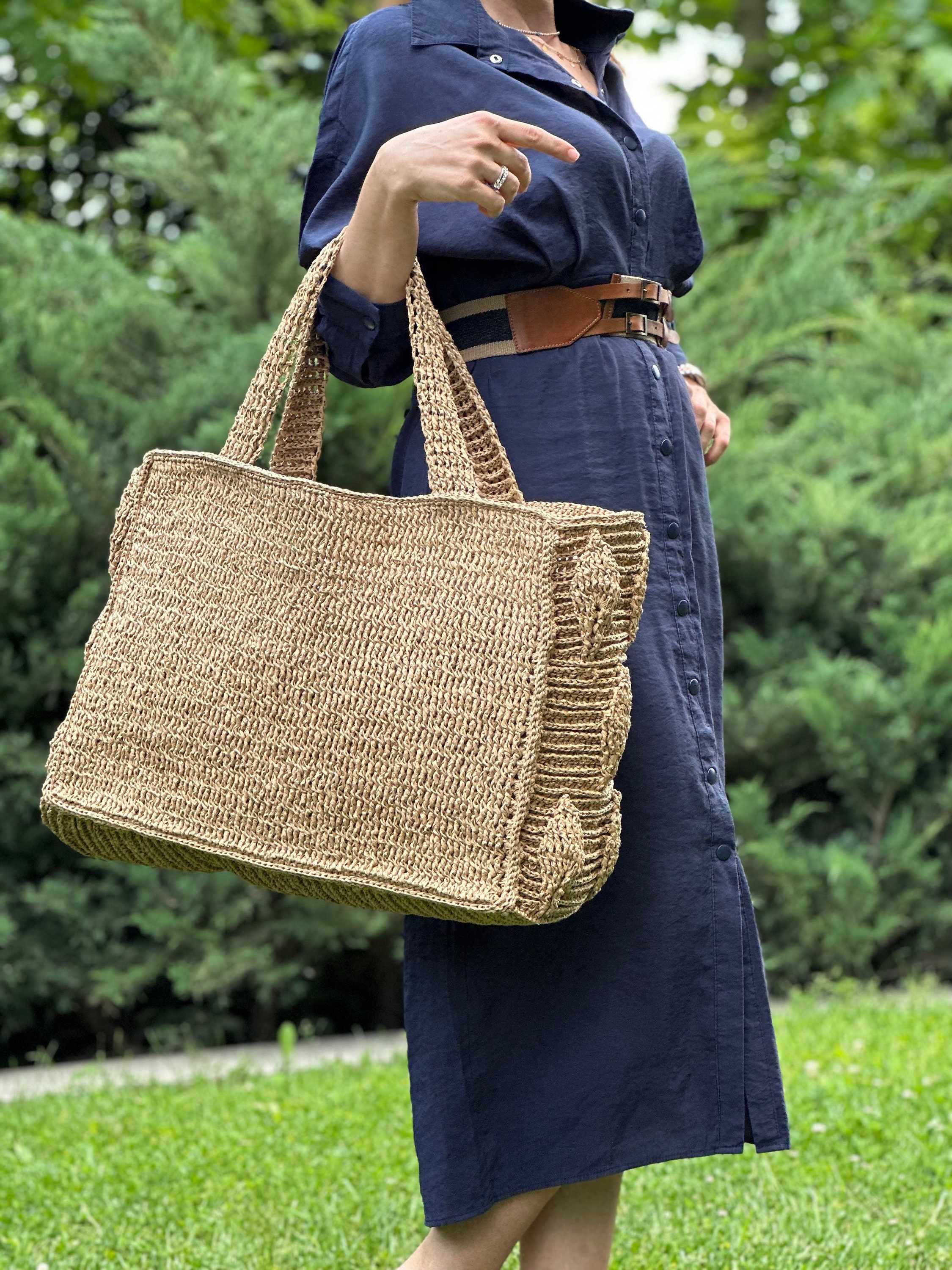 Handmade Bag, Crochet Raffia Bag, Summer Shoulder Bag, Hand Made Tote ...