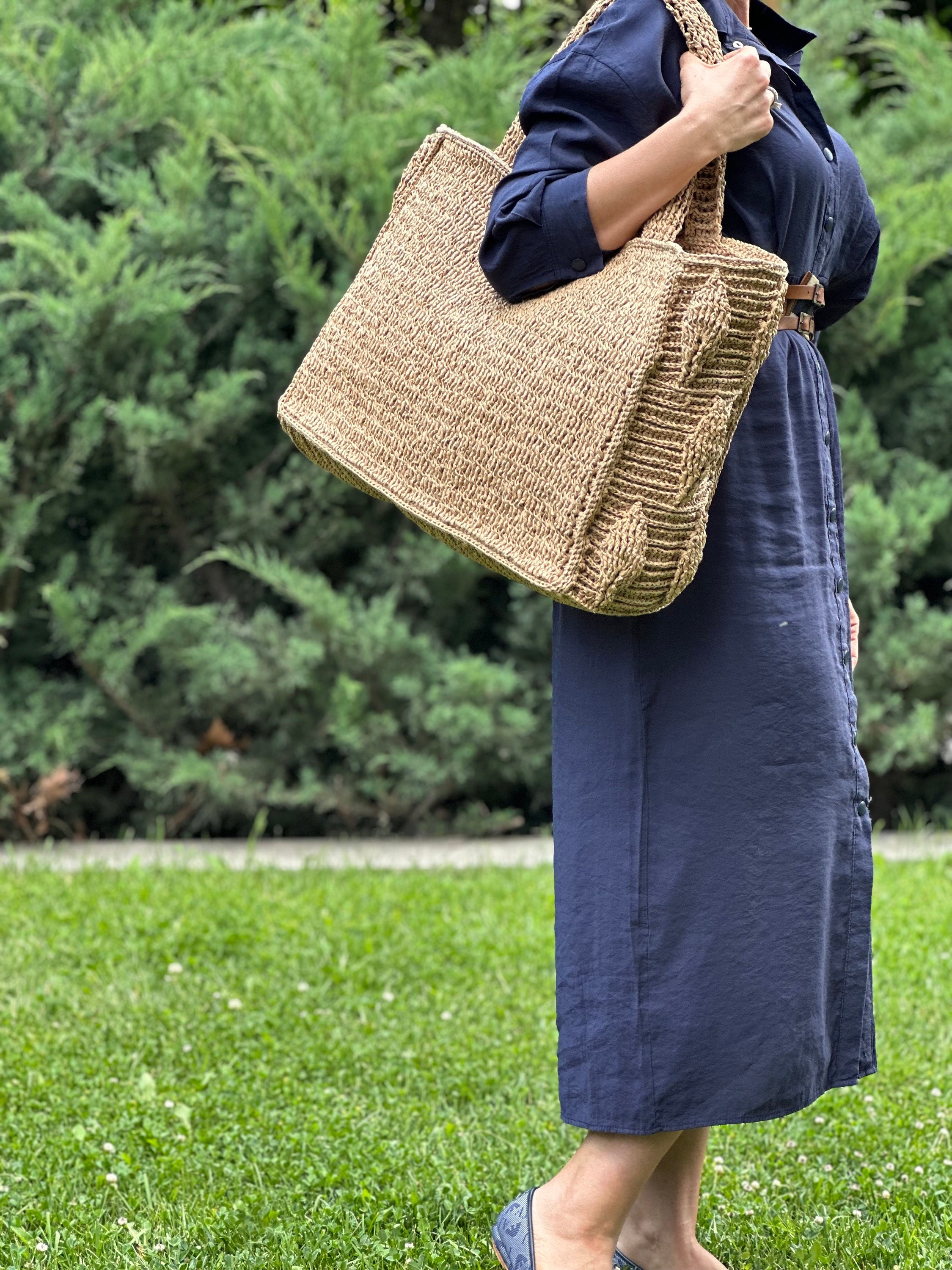 Handmade Bag, Crochet Raffia Bag, Summer Shoulder Bag, Hand Made Tote ...