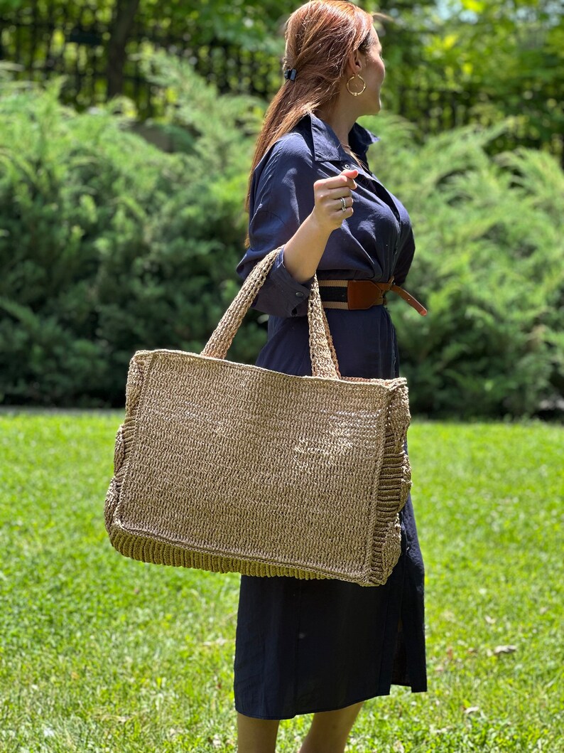 Handmade Bag, Crochet Raffia Bag, Summer Shoulder Bag, Hand Made Tote ...